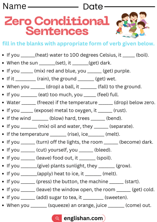Zero Conditional Worksheets and Exercises with Answers