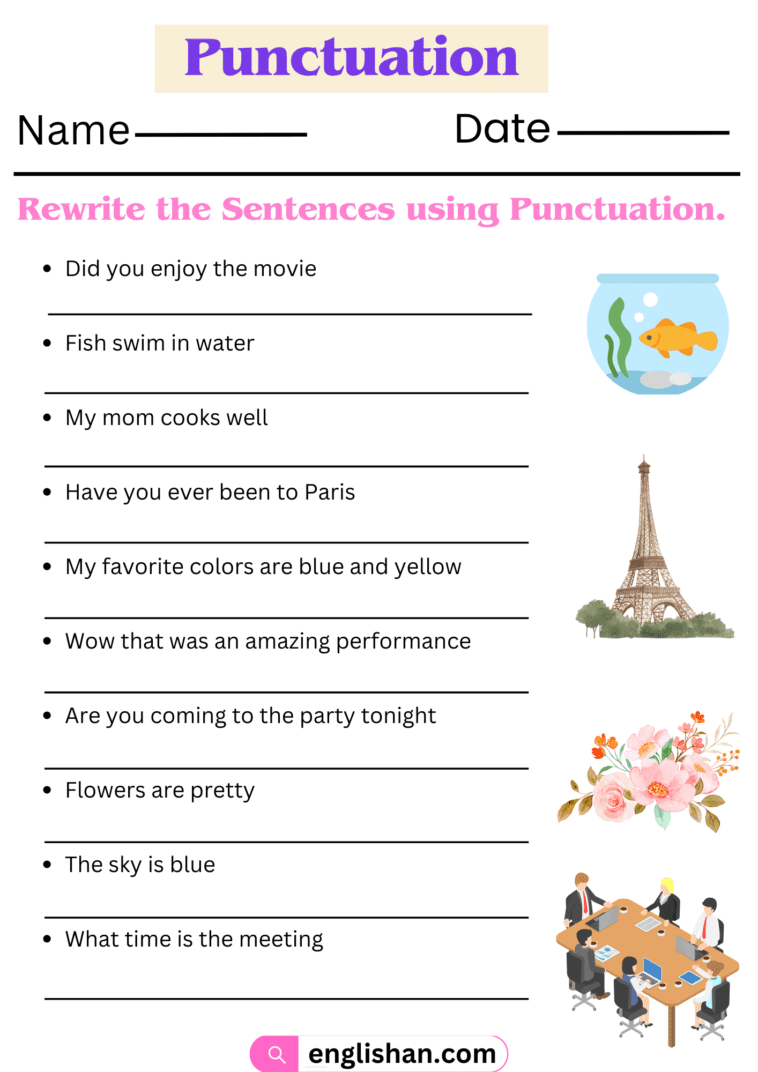 Punctuation Worksheets and Exercises with Answers in English Punctuation Worksheets and Exercises with Answers in English