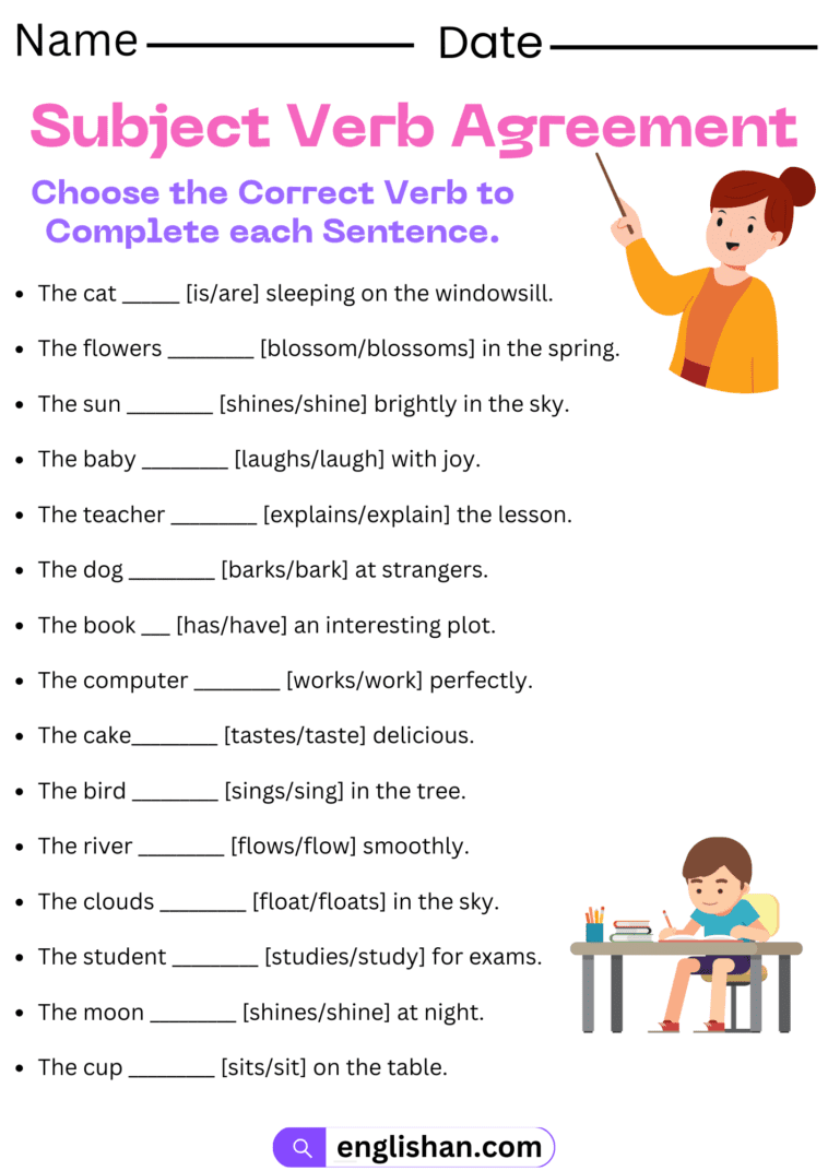 Subject Verb Agreement Worksheets and Exercises with Answers