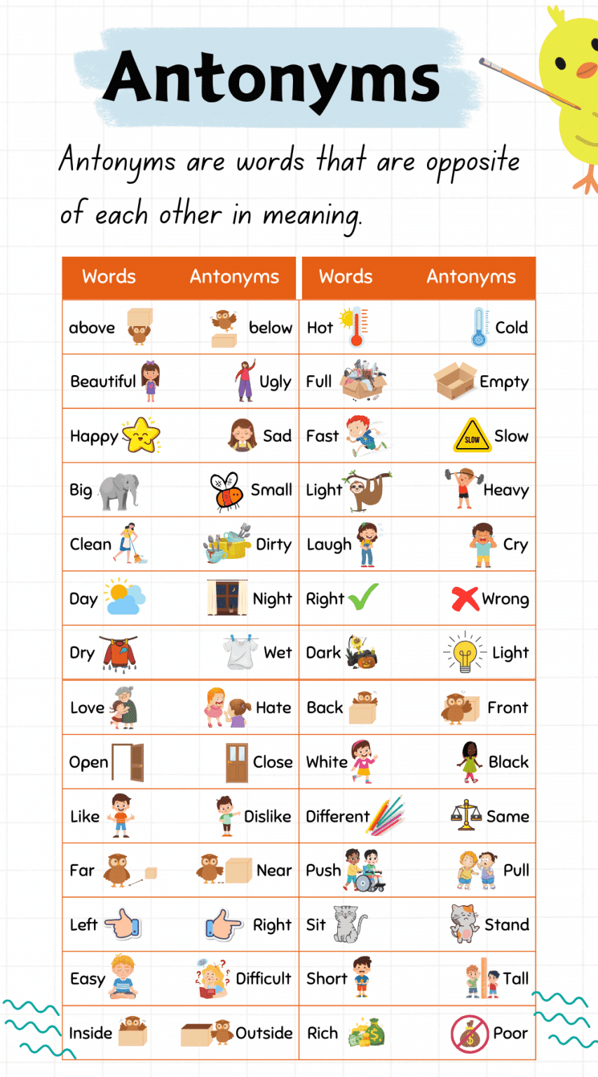 100 Important Antonyms in English with Examples • Englishan
