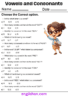 Consonants and Vowels Worksheets and Exercises with Answers