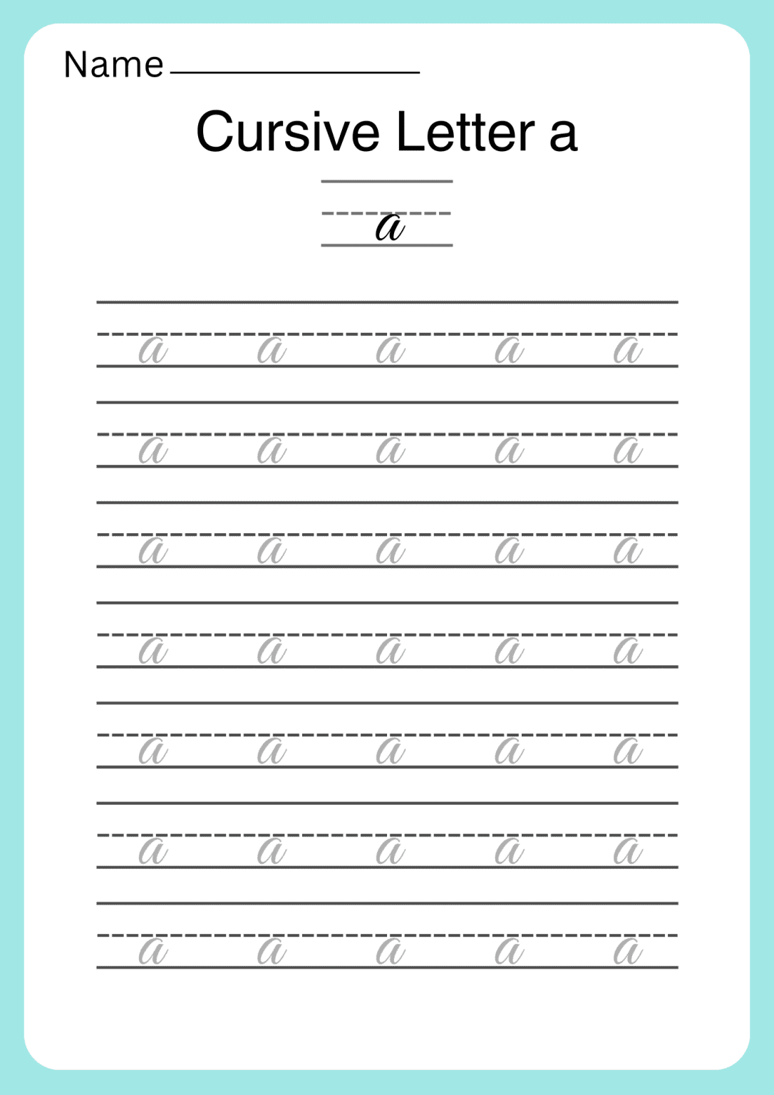 Small Letters Cursive Writing Worksheets A to Z