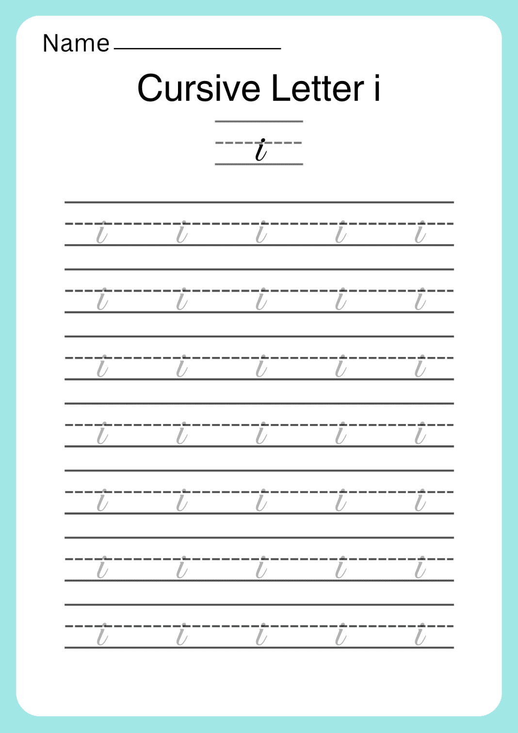 Small Letters Cursive Writing Worksheets A to Z