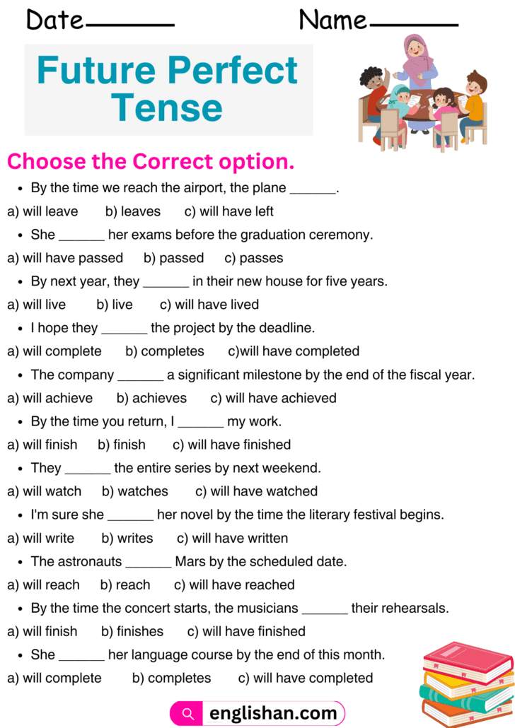 Future Perfect Tense worksheets and Exercises with Answers