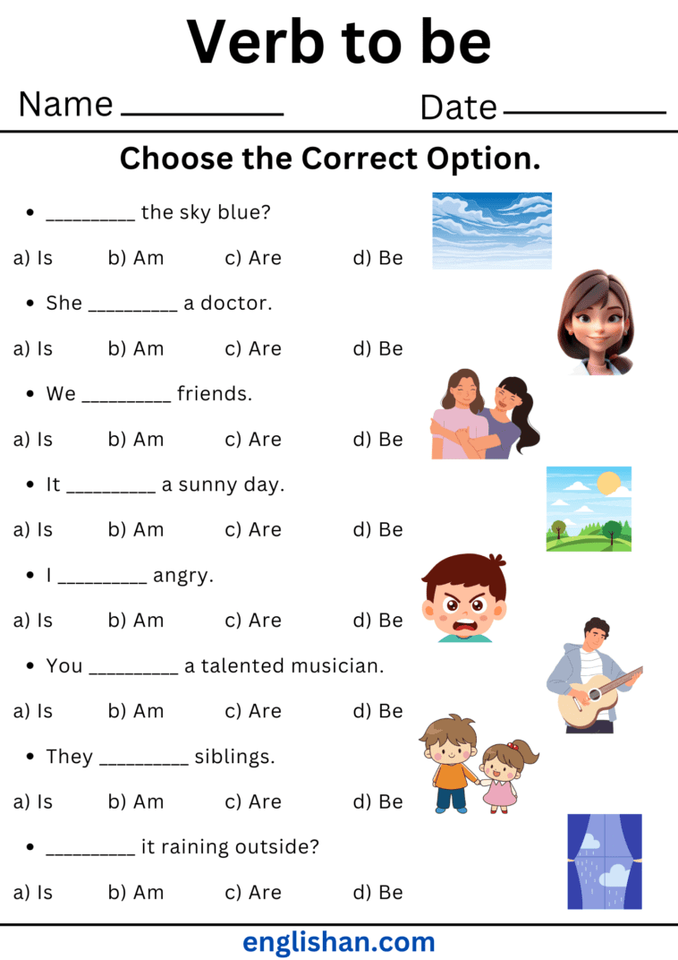 Verb to Be Worksheets and Exercises With Answers in English