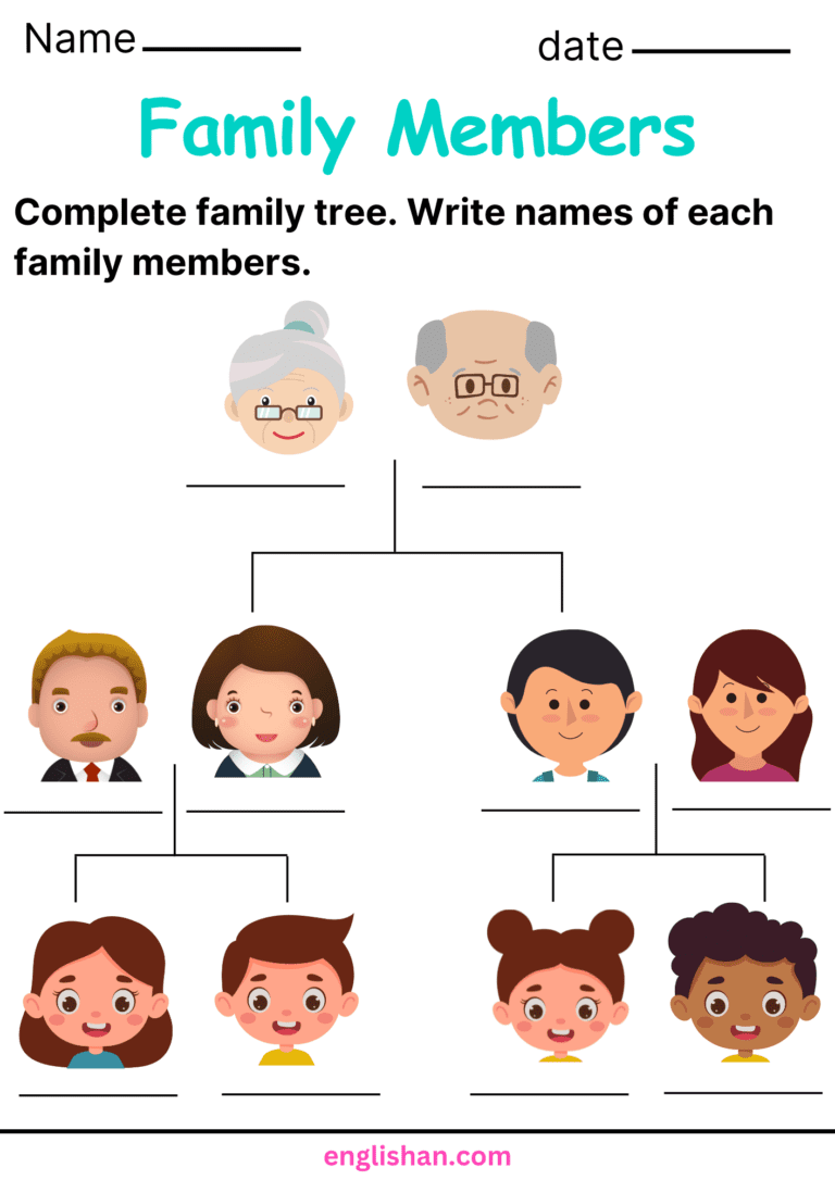 Family Members Worksheets and Exercises with Answers