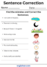 Sentence Correction Worksheets and Exercises with Answers