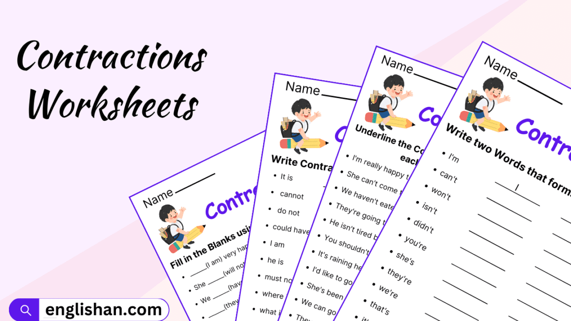 Contractions Worksheets and Exercises with Answers