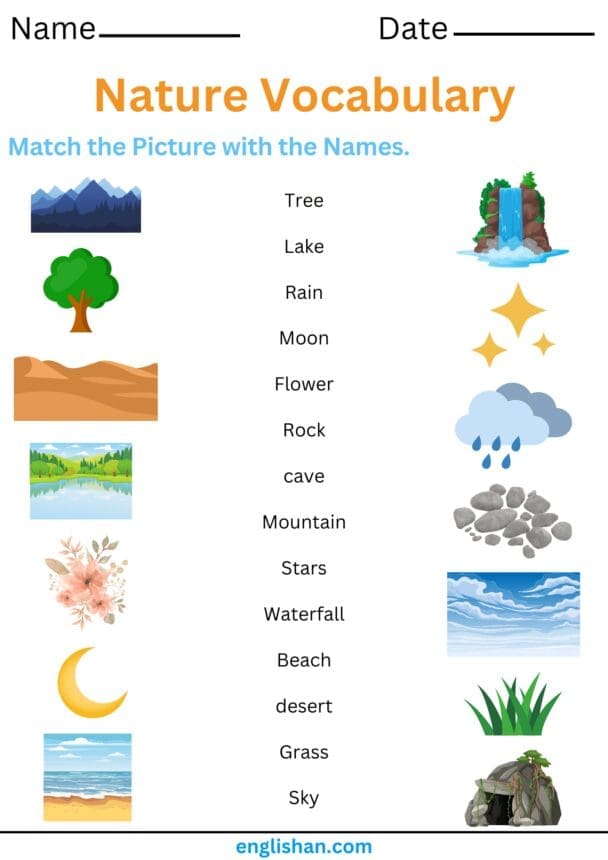 Nature Vocabulary Worksheets and Exercises • Englishan