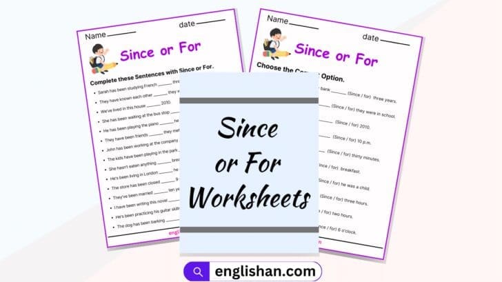 Since And For Worksheets And Exercises With Answers Englishan
