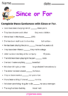 Since and For Worksheets and Exercises with Answers • Englishan