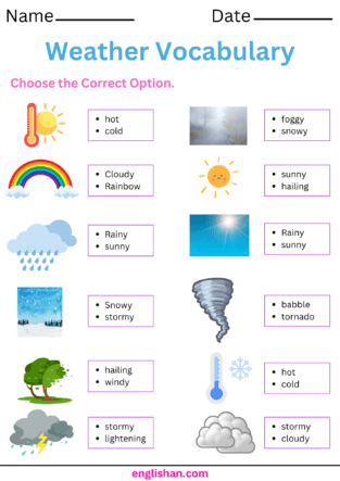 Weather Vocabulary Worksheets and Exercises • Englishan