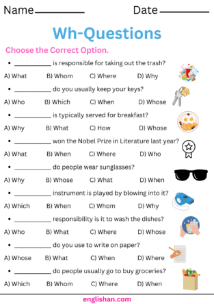 4 Wh Questions Worksheets with Answers • Englishan