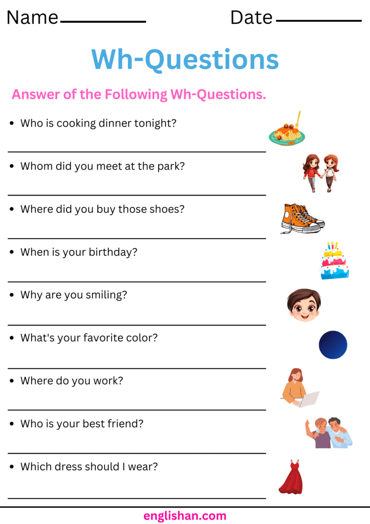 Wh Questions Exercises with Answers • Englishan