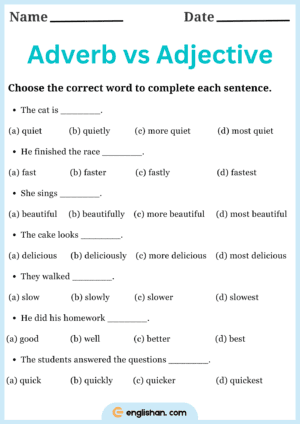 Adverb vs Adjective Worksheets with Answers
