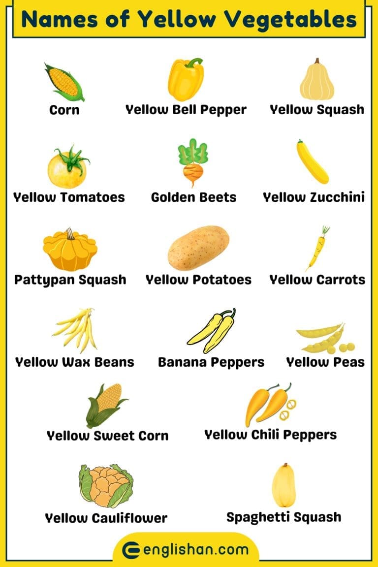 16 Yellow Vegetables Names with Pictures