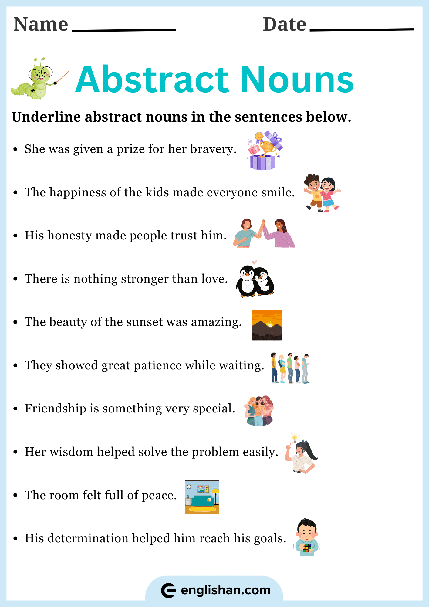 Abstract Nouns Worksheets with Answers