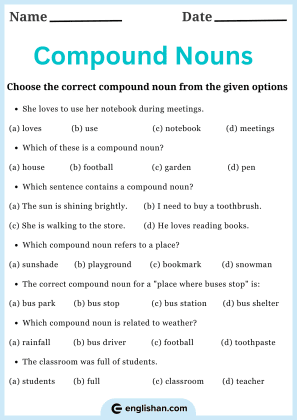 Compound Nouns Worksheets with Answers