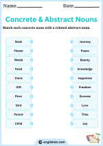 Concrete and Abstract Nouns Worksheets with Answers