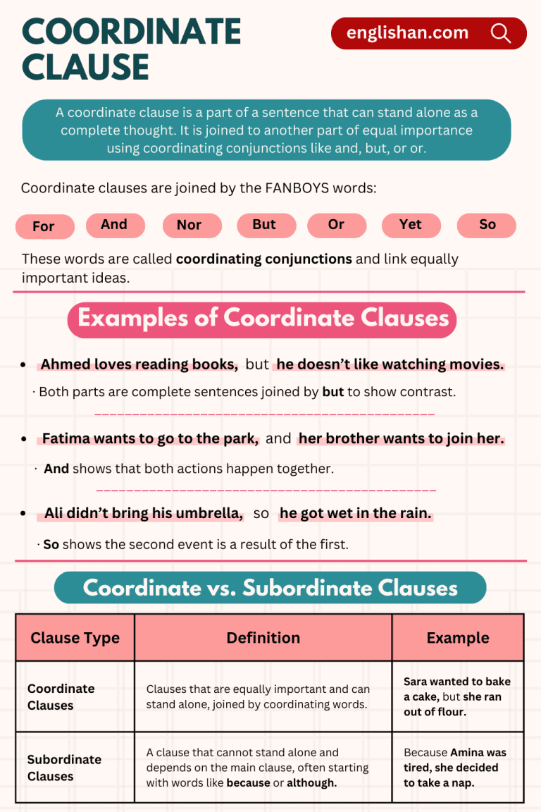 Coordinate Clause in English Grammar with Examples