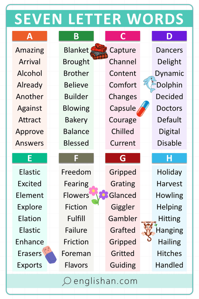7 Letter Words in English - List of 210 Words • Englishan