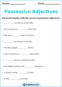 Possessive Adjectives Exercises with Answers