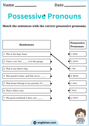 Possessive Pronouns Worksheets with Answers