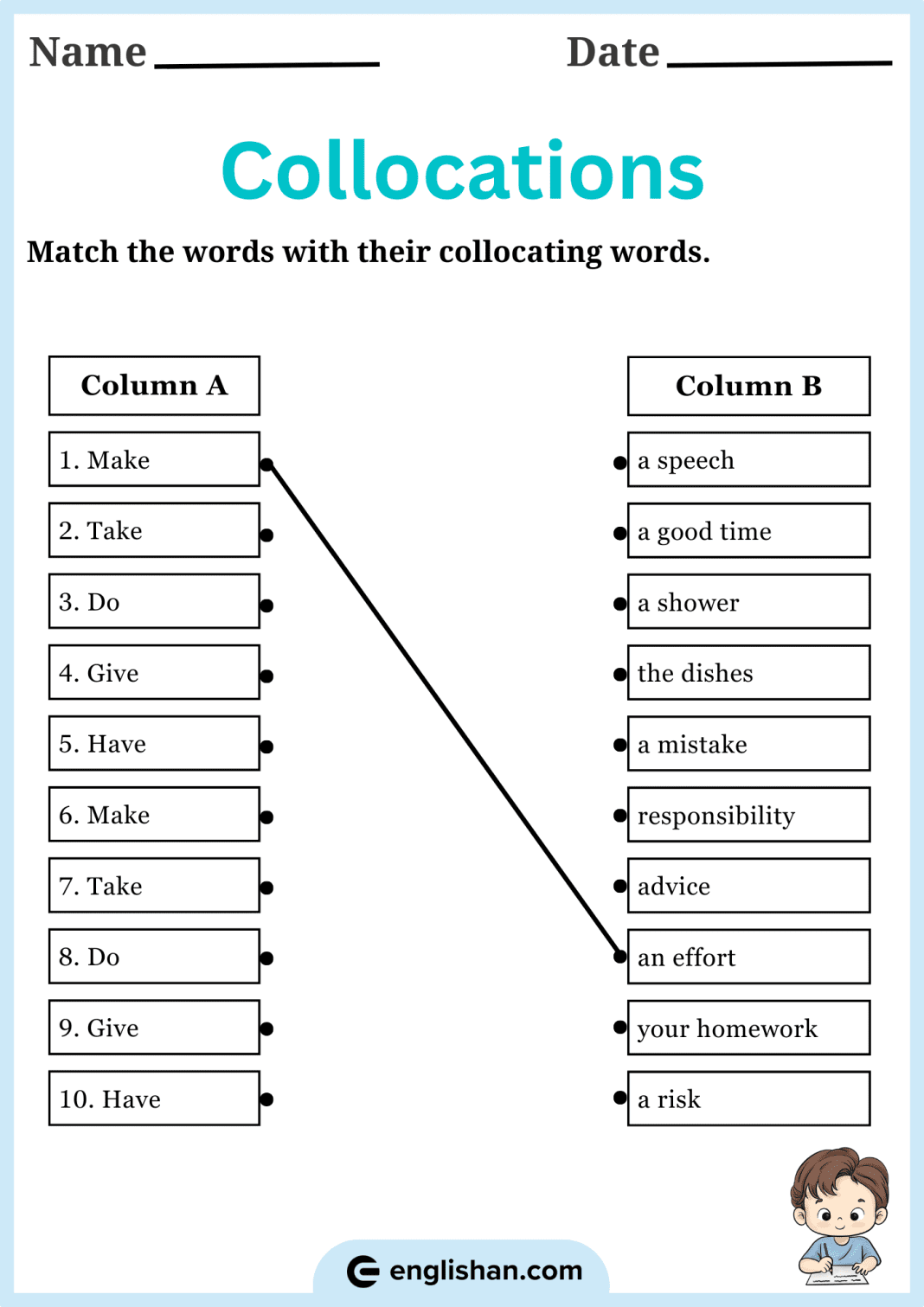 Collocations Worksheets with Answers • Englishan