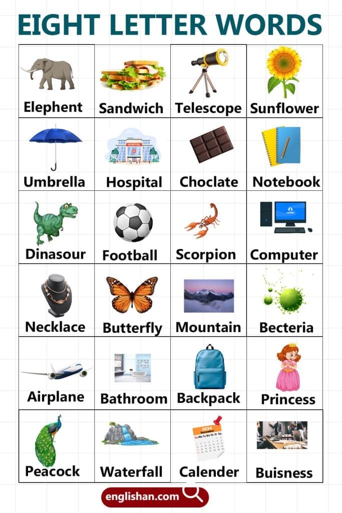 8 Letter Words ( 2100 Words List from A to Z ) • Englishan