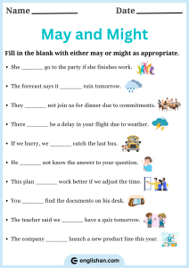 May and Might Worksheets with Answers