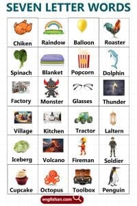 7 Letter Words in English - List of 210 Words • Englishan