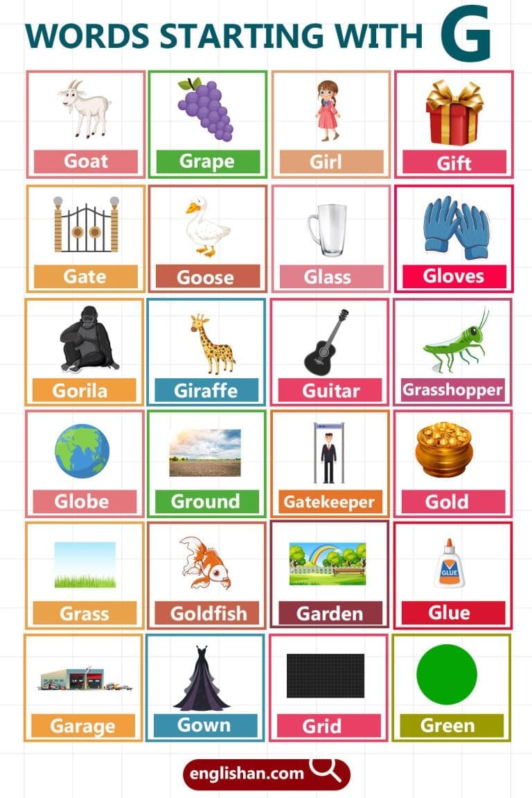 Words Starting with Letter G to Improve Your Vocabulary