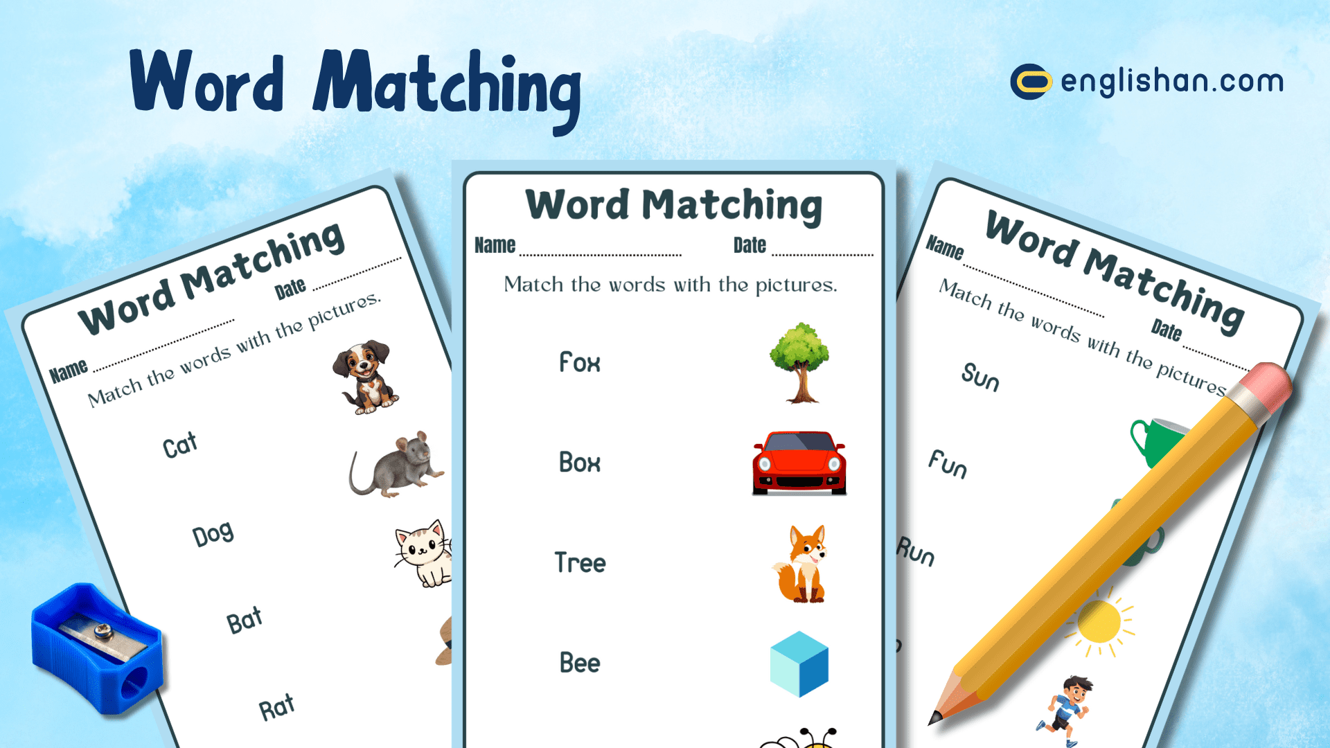 Word Matching Worksheets PDF - Easy to Download and Print