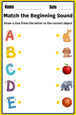 Match the Beginning Sound Worksheets | High-Quality PDF