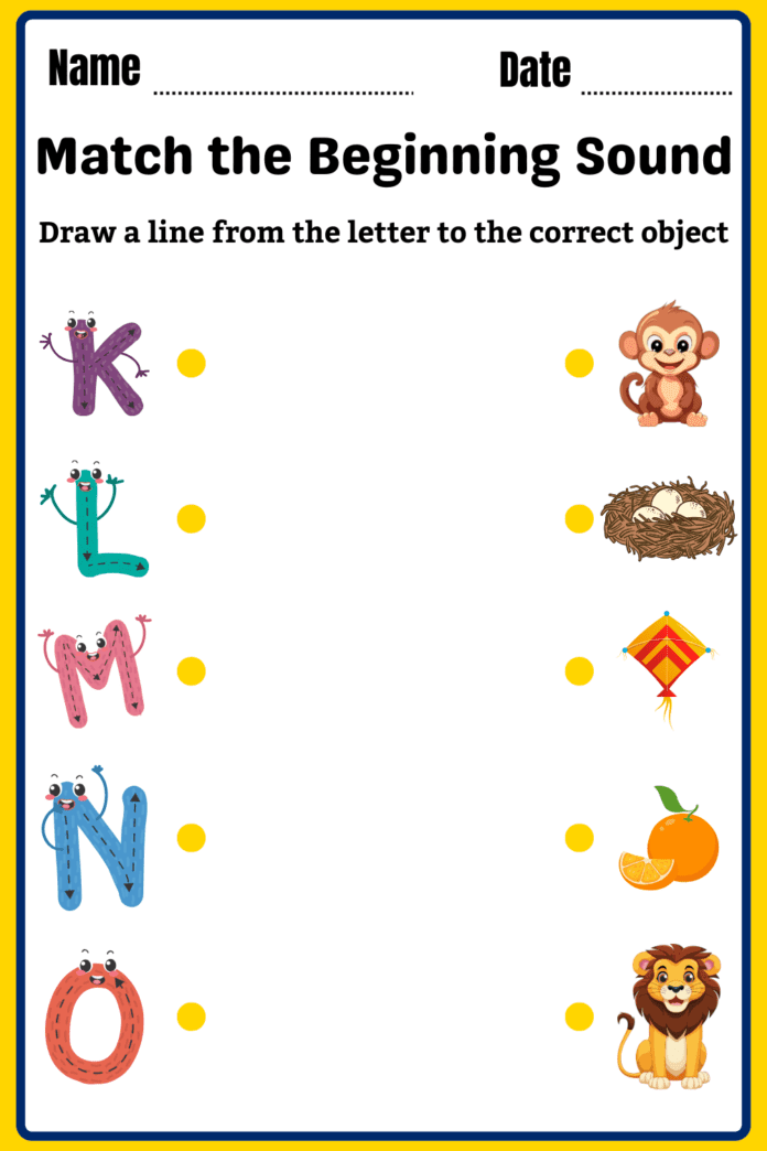 Match the Beginning Sound Worksheets | High-Quality PDF