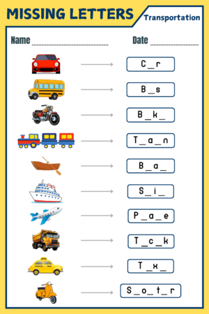 Missing Letters Worksheets with Answers – High-Quality PDF