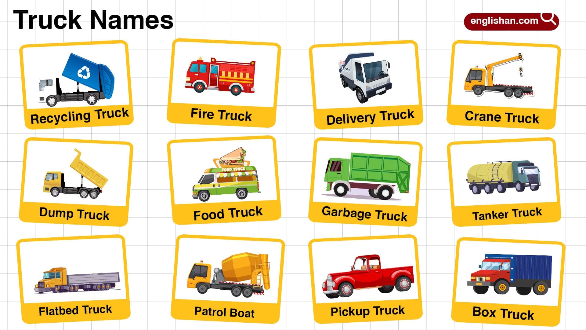 Names of Truck for Kids: Boost Kids Vocabulary
