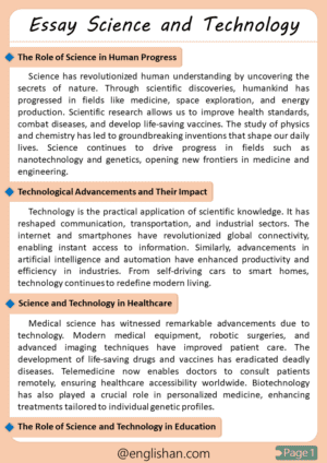 Science and Technology Essay – 10 Lines, and 500 Words