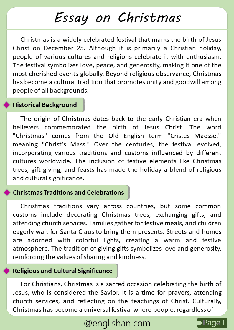 Christmas Essay – 10 Lines, 250 Words, and 500 Words