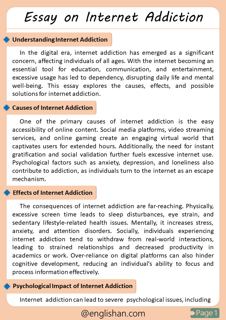 Essay on Internet Addiction 500-Word | Free PDF & Images
