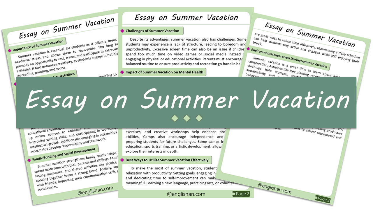 Summer Vacation Essay – 10 Lines, 250 Words, and 500 Words