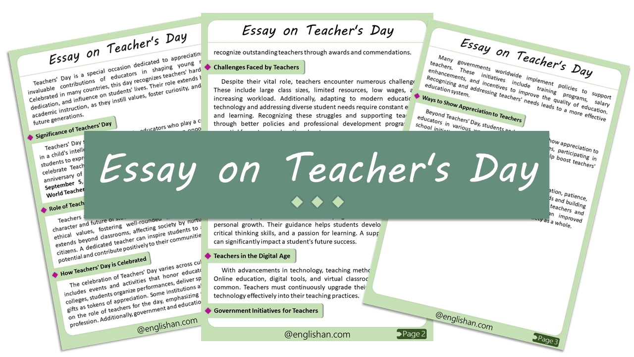 Teacher's Day Essay – 10 Lines, 250 Words, and 500 Words