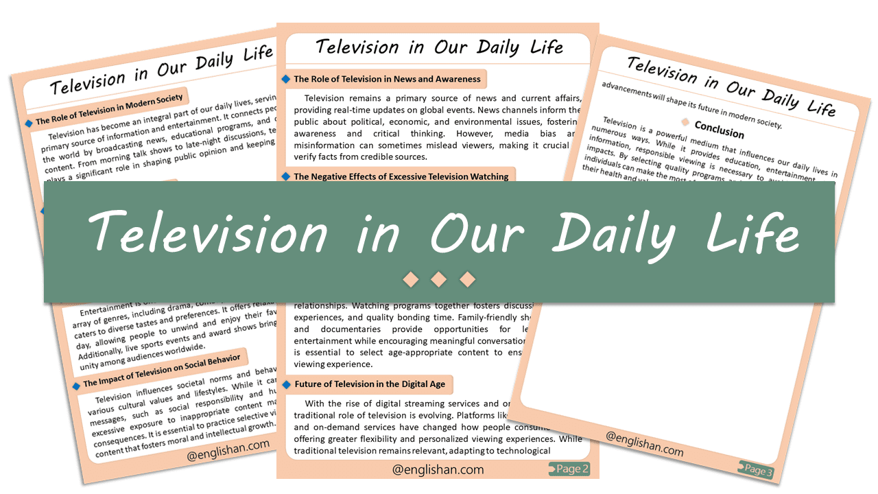 Television in Our Daily Life Essay – 10 Lines, and 500 Words
