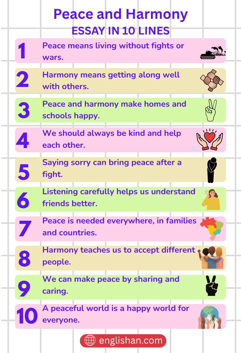 Peace and Harmony Essay – 10 Lines, 250 Words, and 500 Words