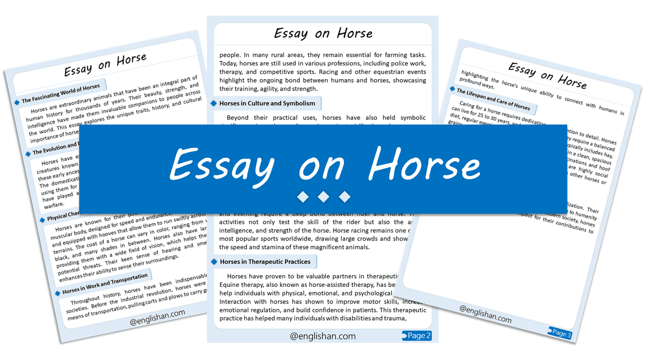 Horse Essay – 10 Lines, 250 Words, and 500 Words