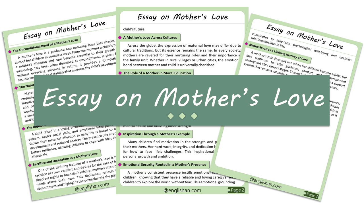 Mother’s Love Essay – 10 Lines, 250 Words, and 500 Words