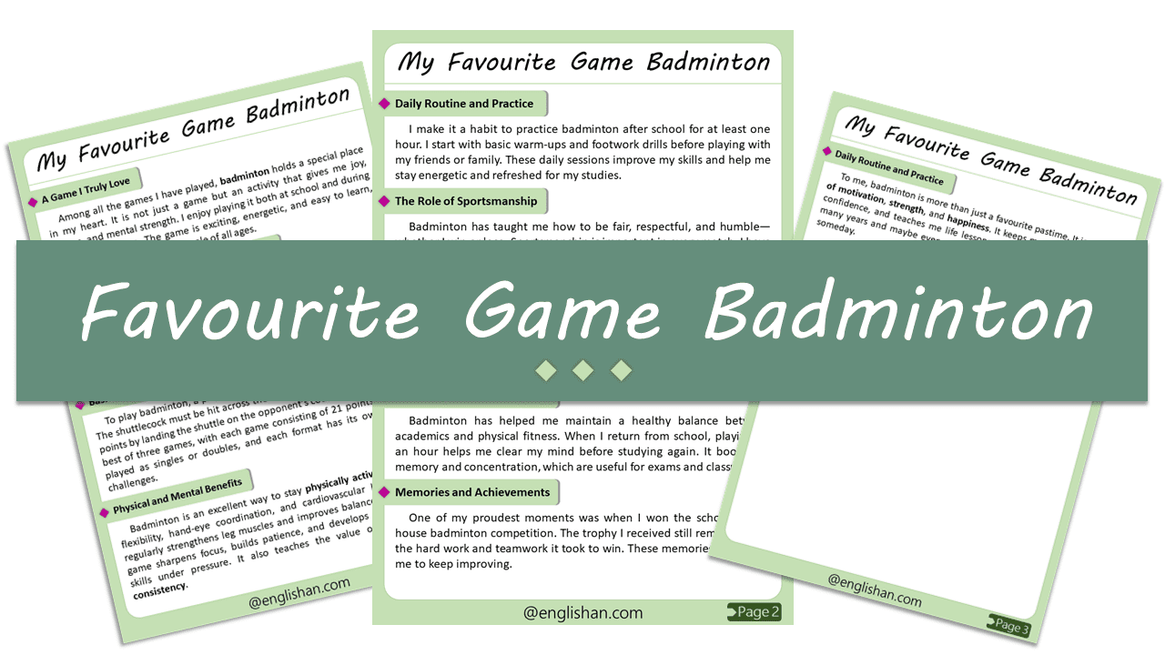 My Favourite Game Badminton Essay – 10 Lines, and 500 Words