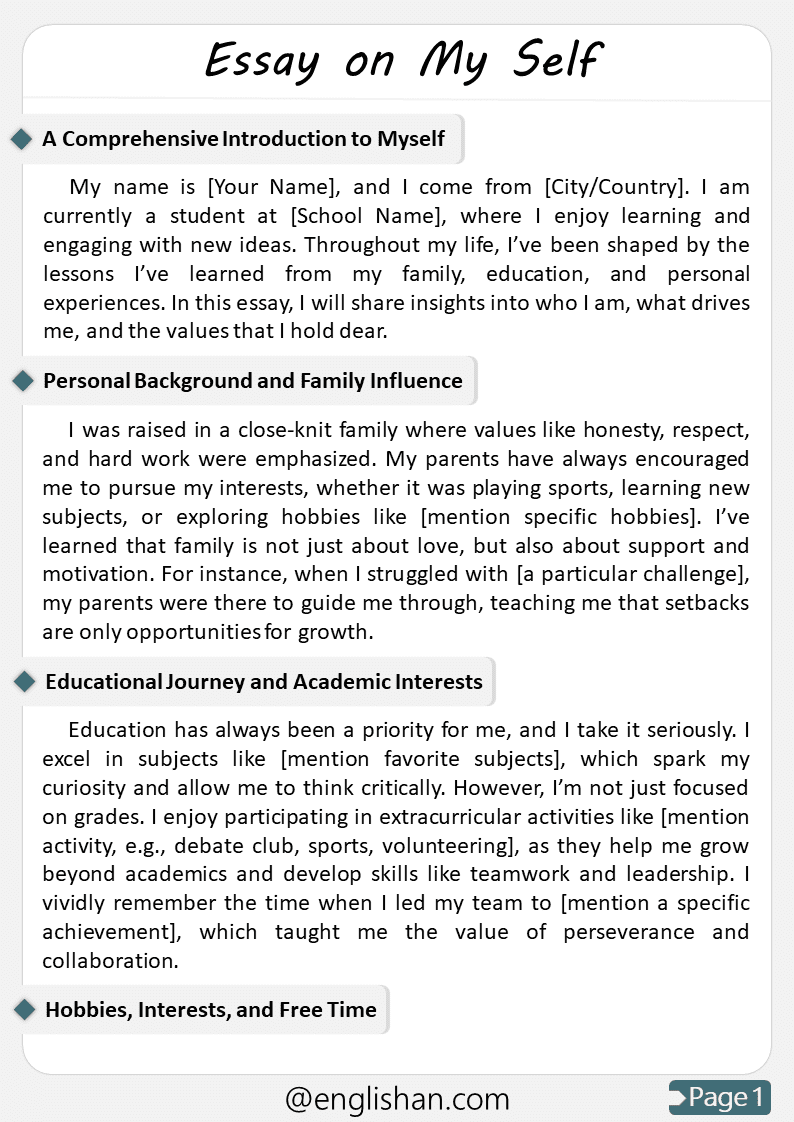 My Self Essay – 10 Lines, 250 Words, and 500 Words