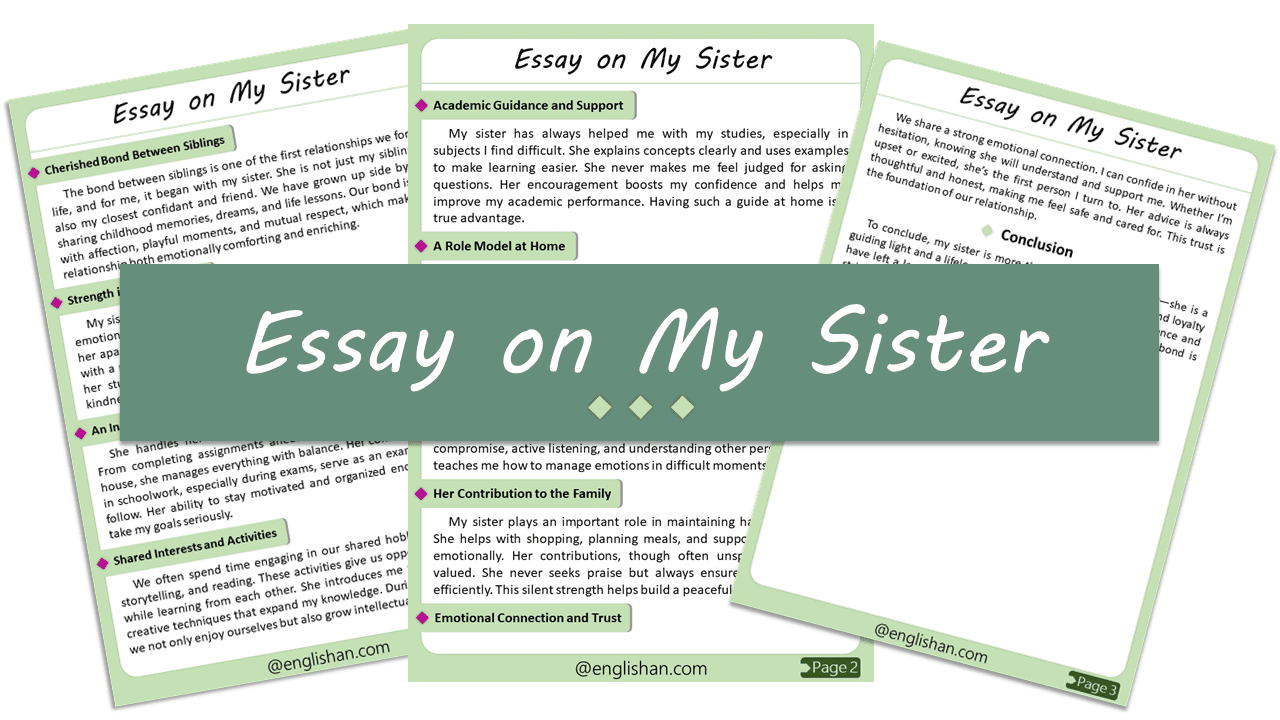 My Sister Essay – 10 Lines, 250 Words, and 500 Words