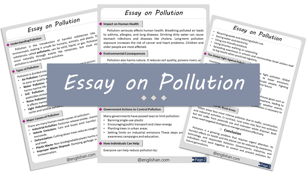 Pollution Essay – 10 Lines, 250 Words, and 500 Words